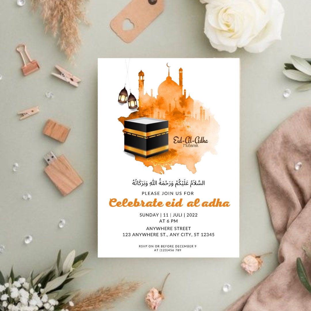 Editable Eid Adha Celebrate Invitation - Etsy