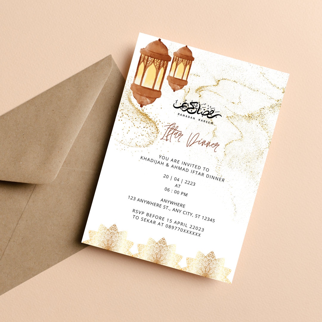 Gold Editable Template Iftar Dinner Party Invitation Ramadhan - Etsy