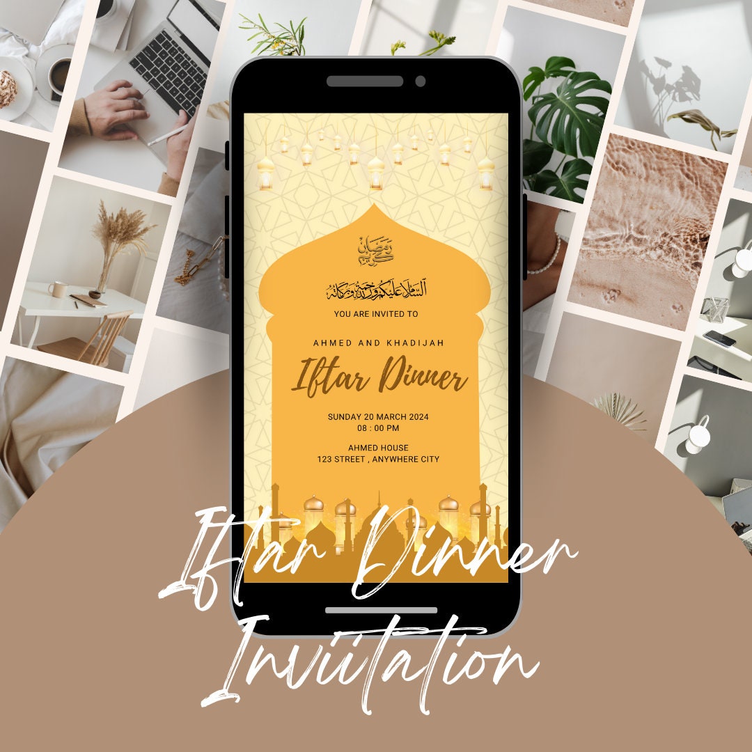 Editable Iftar Dinner Party Invitation Ramadan Gold - Etsy