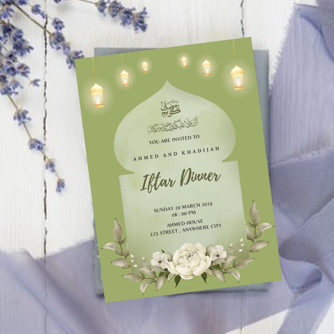 Editable Iftar Dinner Party Invitation for Ramadan Green - Etsy