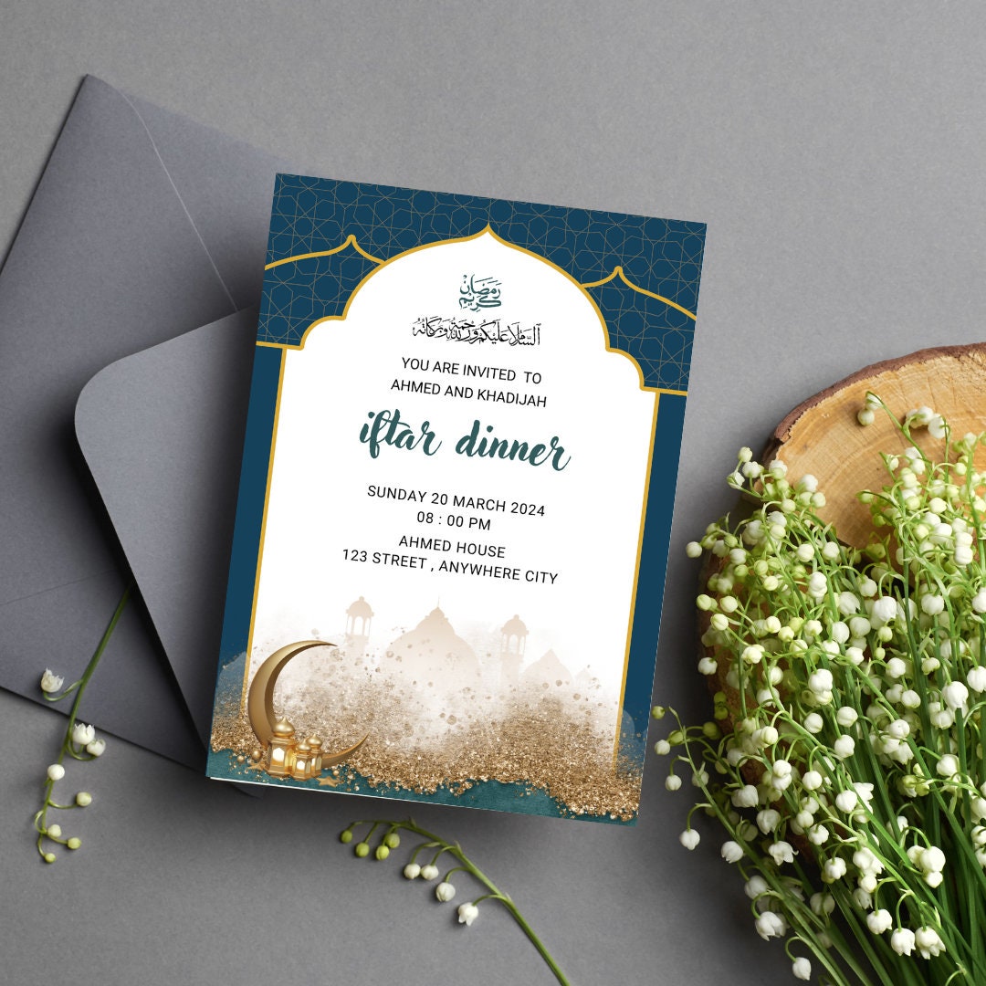 Editable Iftar Dinner Party Invitation Mosque for Ramadhan - Etsy