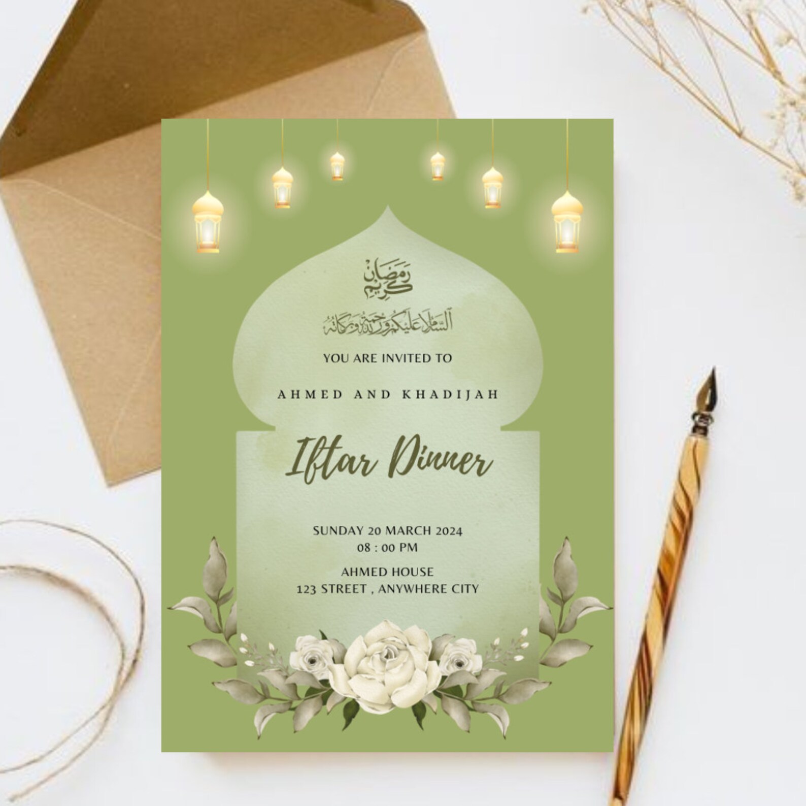 Editable Iftar Dinner Party Invitation for Ramadan Green - Etsy