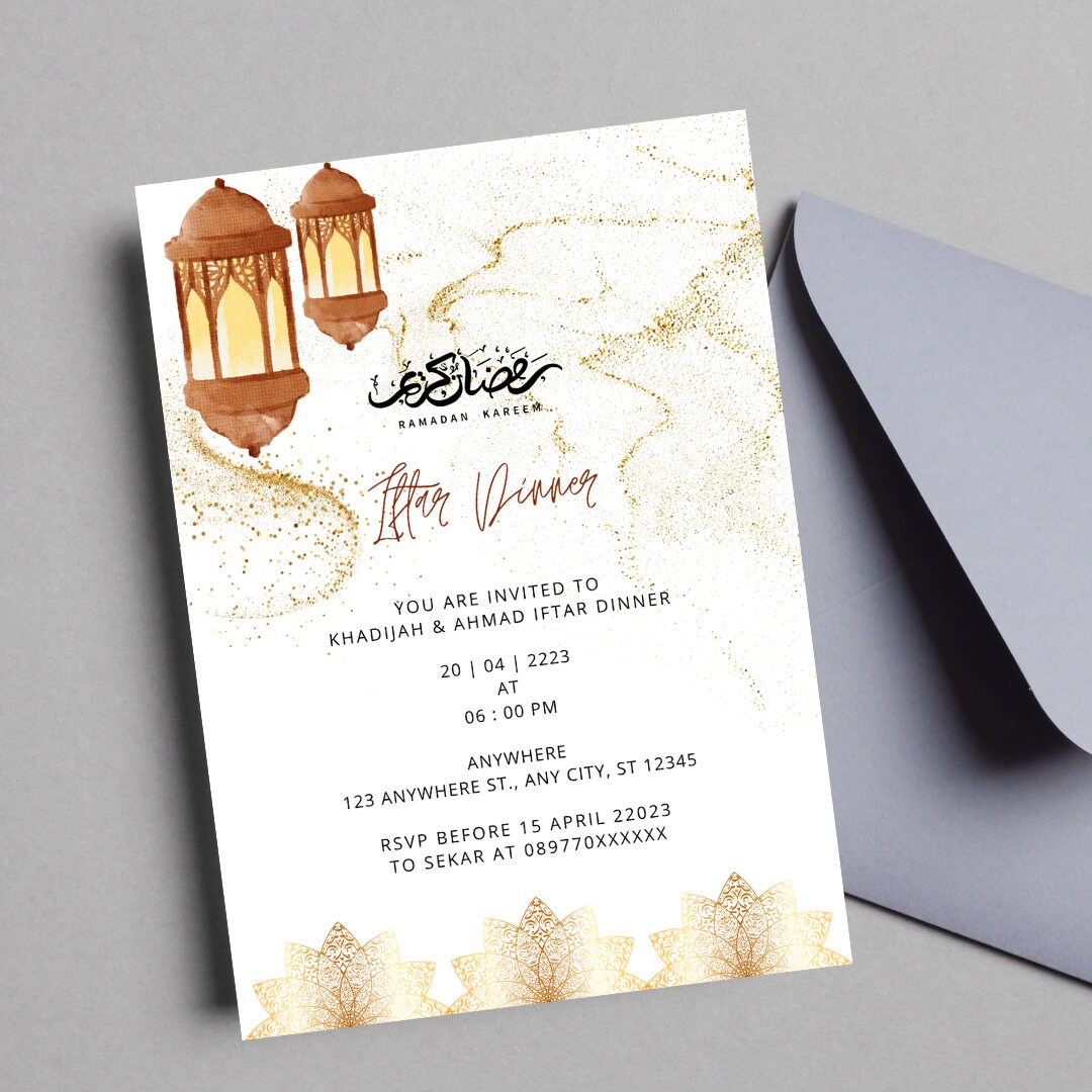 Gold Editable Template Iftar Dinner Party Invitation Ramadhan - Etsy