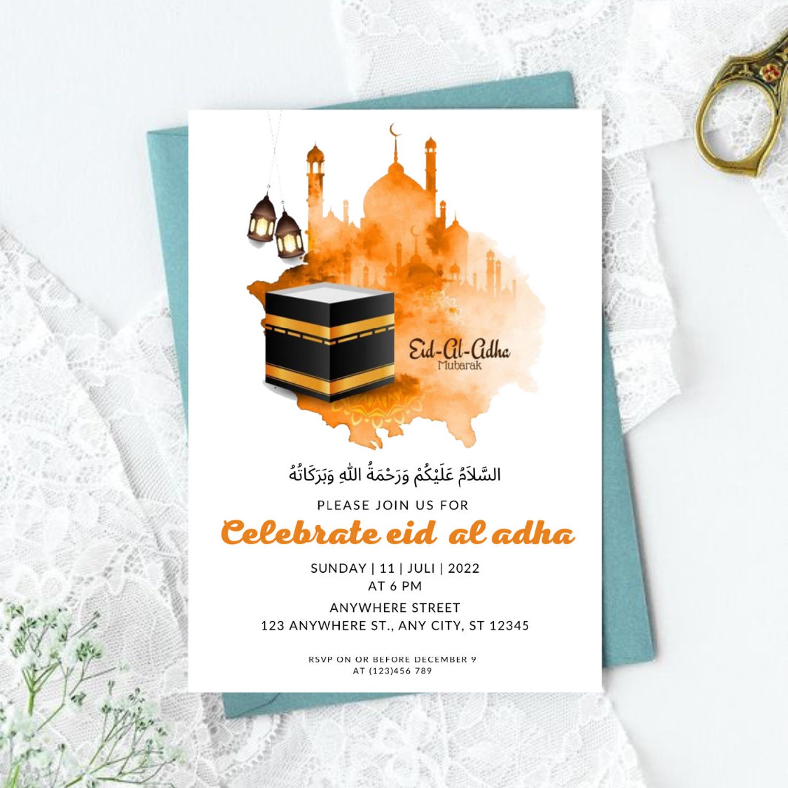 Editable Eid Adha Celebrate Invitation - Etsy