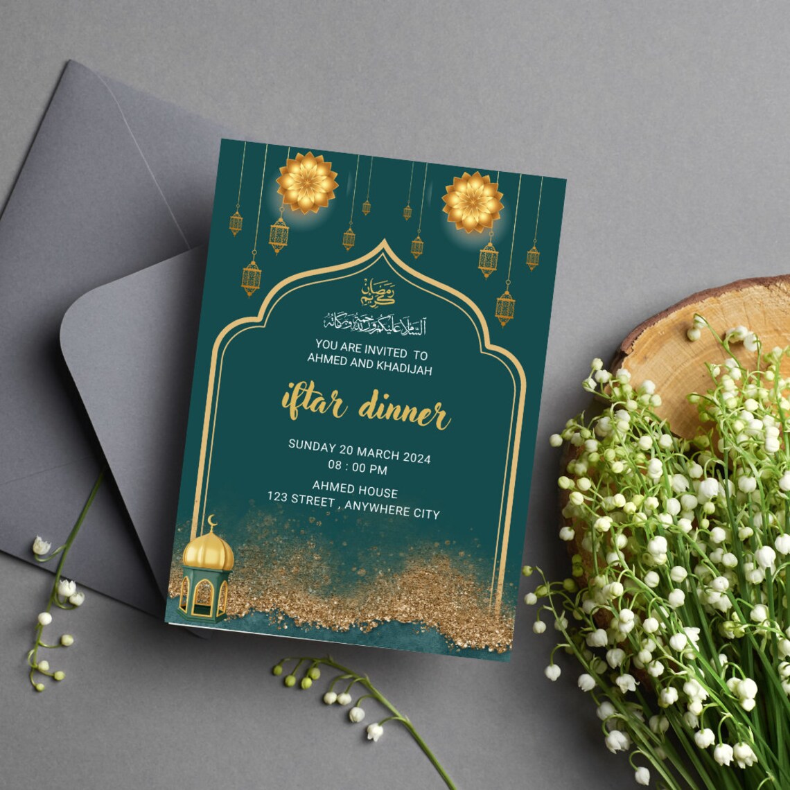 Editable Iftar Dinner Party Invitation Green for Ramadhan - Etsy
