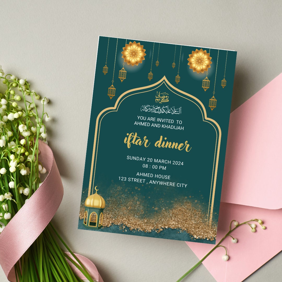 Editable Iftar Dinner Party Invitation Green for Ramadhan - Etsy