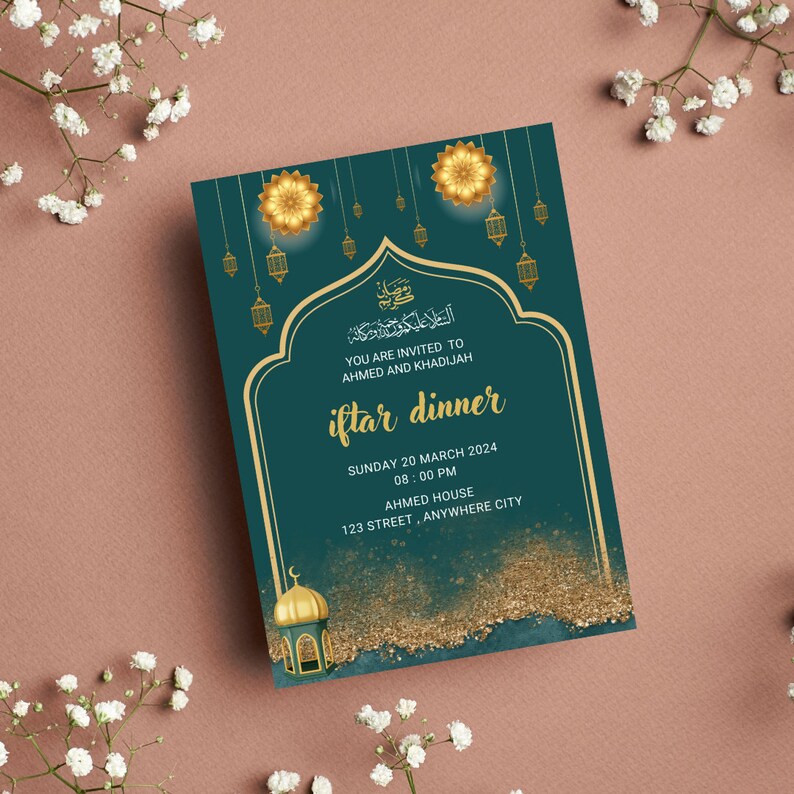 Editable Iftar Dinner Party Invitation Green for Ramadhan - Etsy