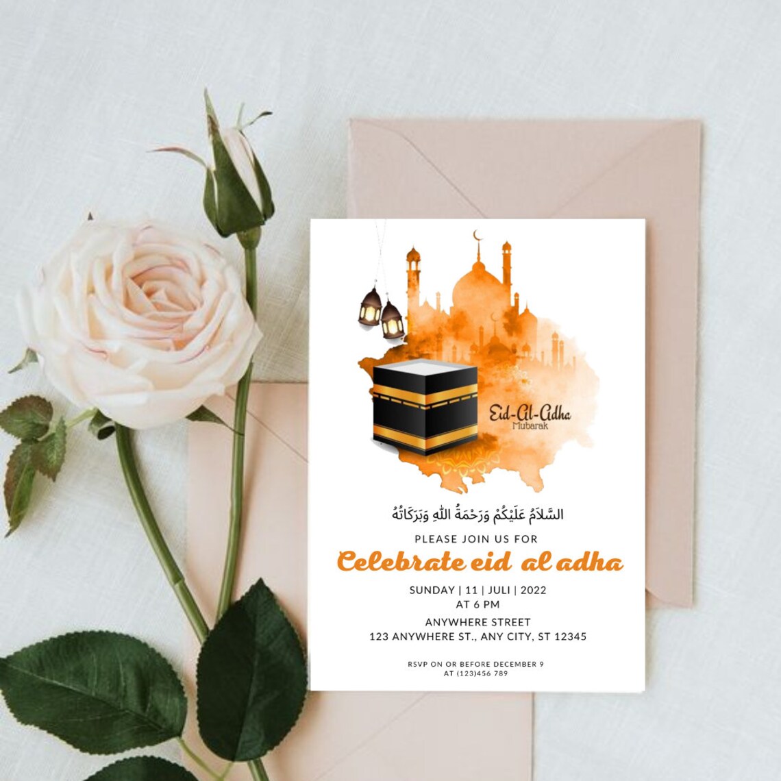 Editable Eid Adha Celebrate Invitation - Etsy