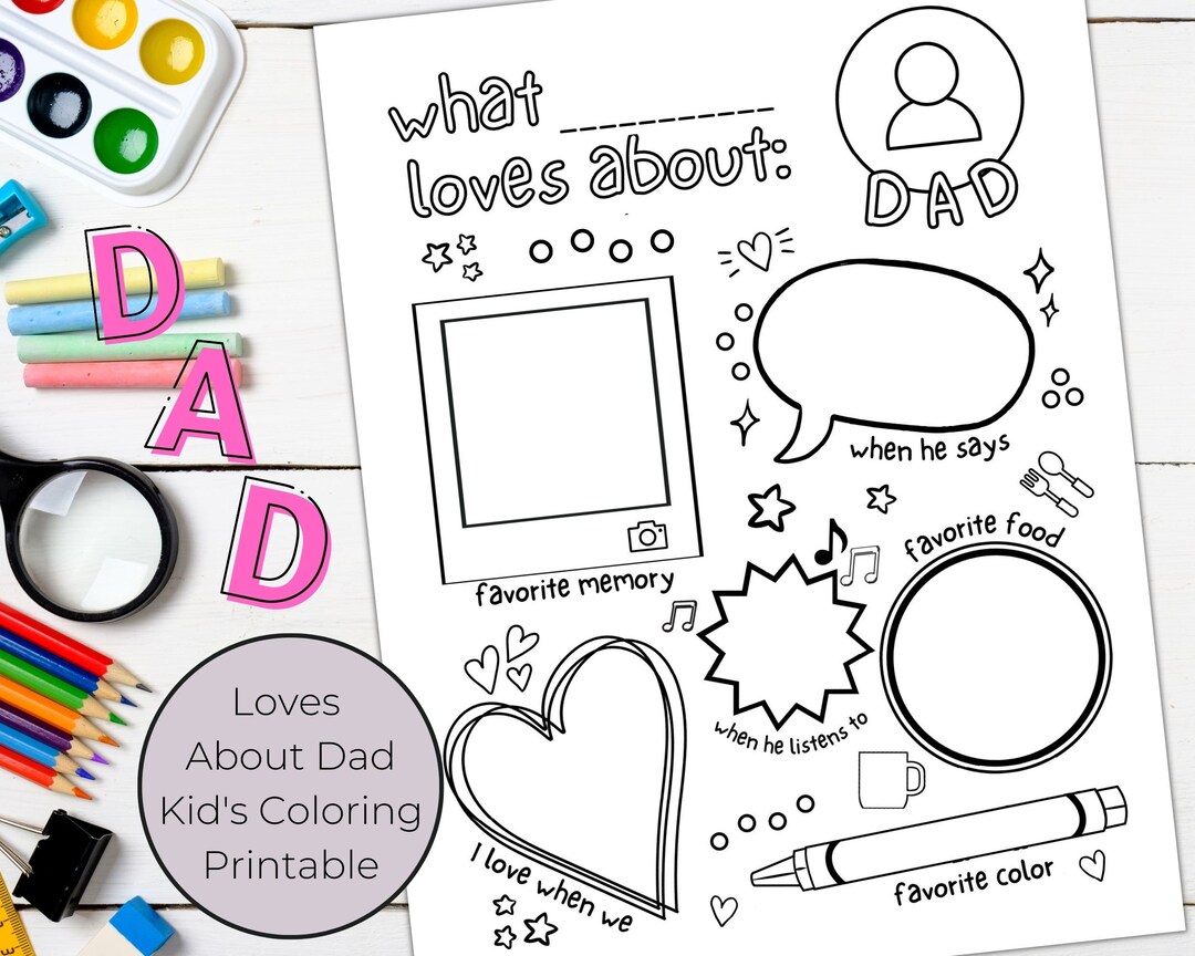 All About Dad Step Dad Father's Day Birthday Coloring Printable US ...