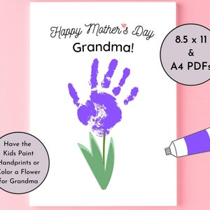 Mother's Day Grandma Printable Abuela Nana Nan Kids Color Hand Print ...