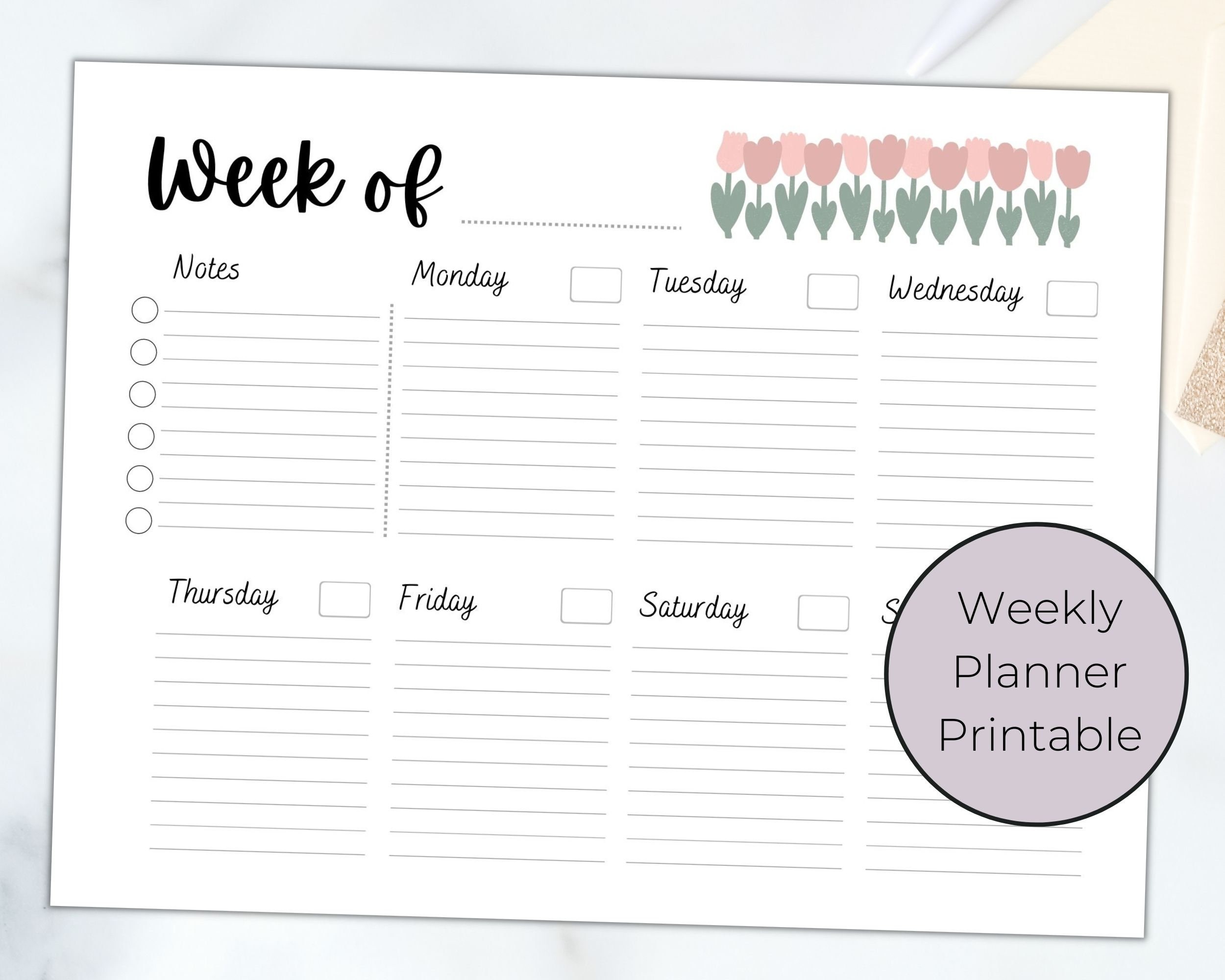 Tulip Weekly Planner Printable to Do List - Etsy Canada