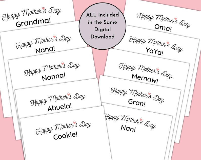 Mother's Day Grandma Printable Abuela Nana Nan Kids Color Hand Print ...