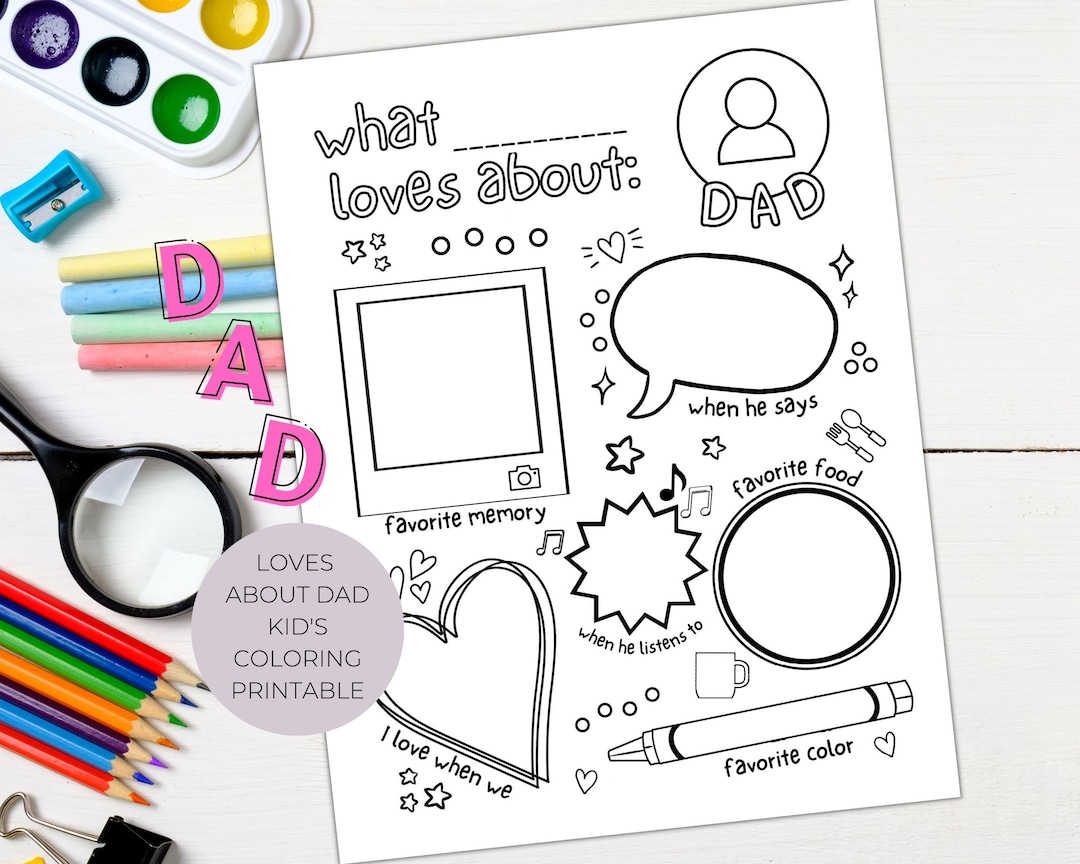 All About Dad | Step Dad | Father's Day Birthday Coloring Printable ...