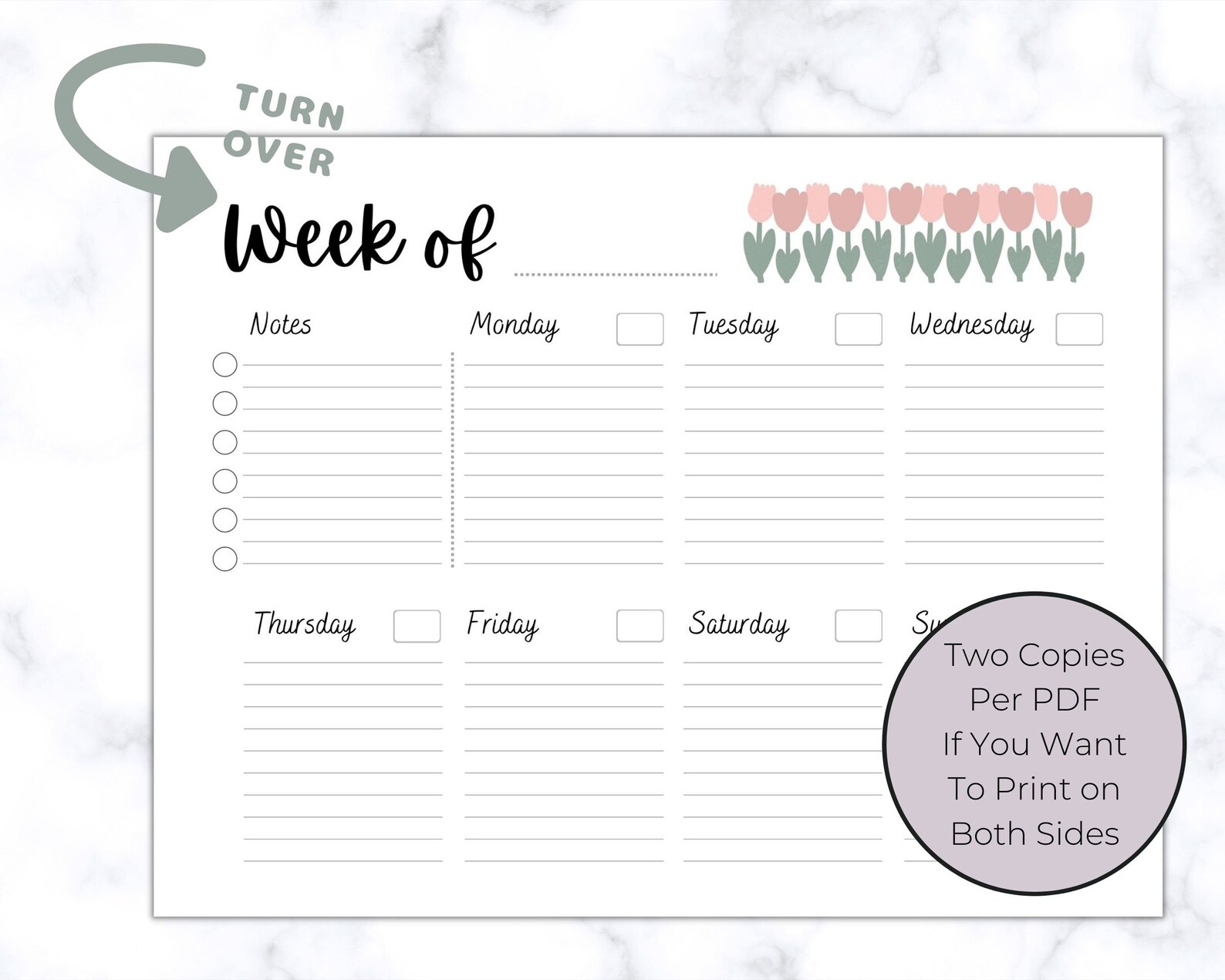 Tulip Weekly Planner Printable to Do List - Etsy Canada