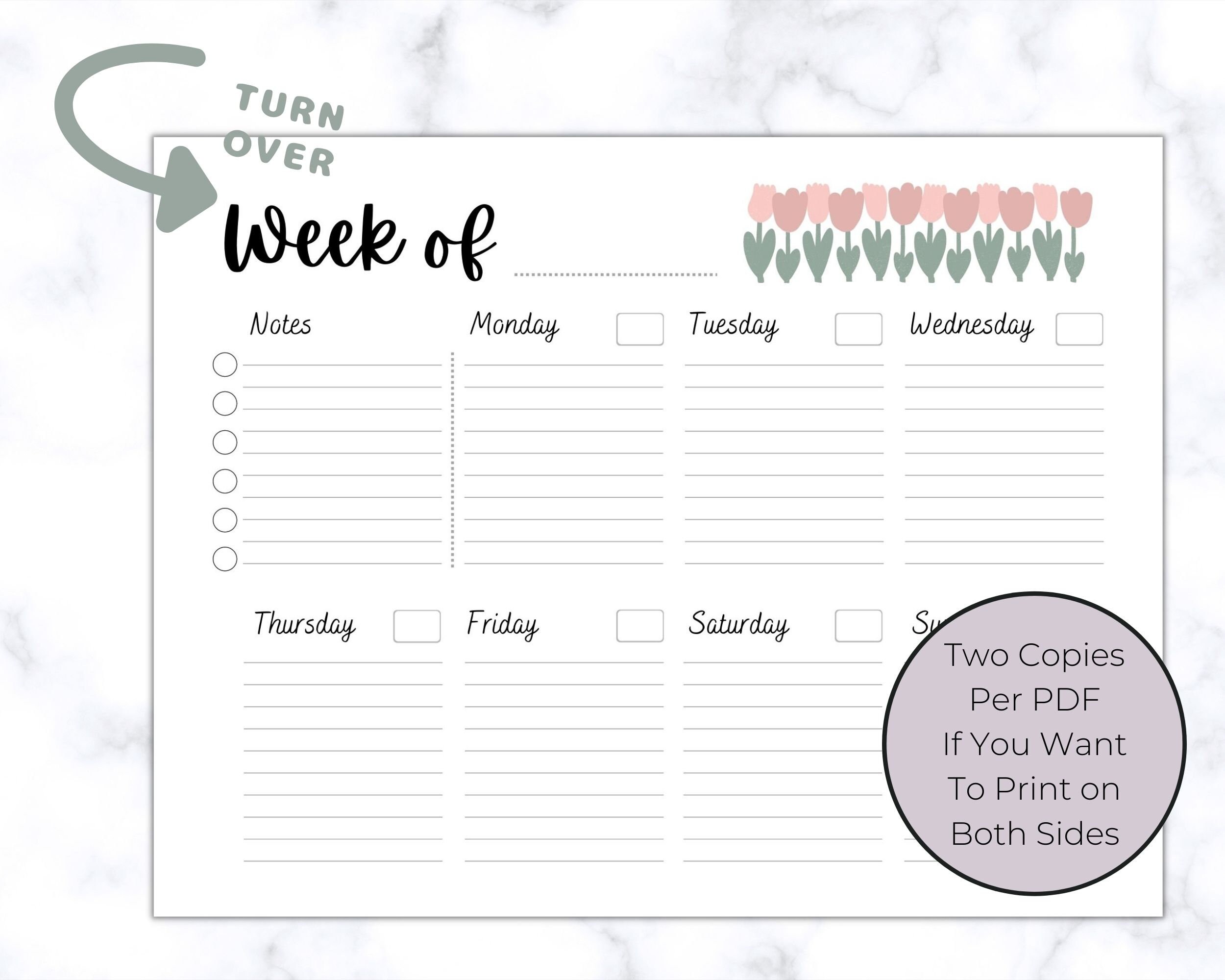 Tulip Weekly Planner Printable to Do List - Etsy
