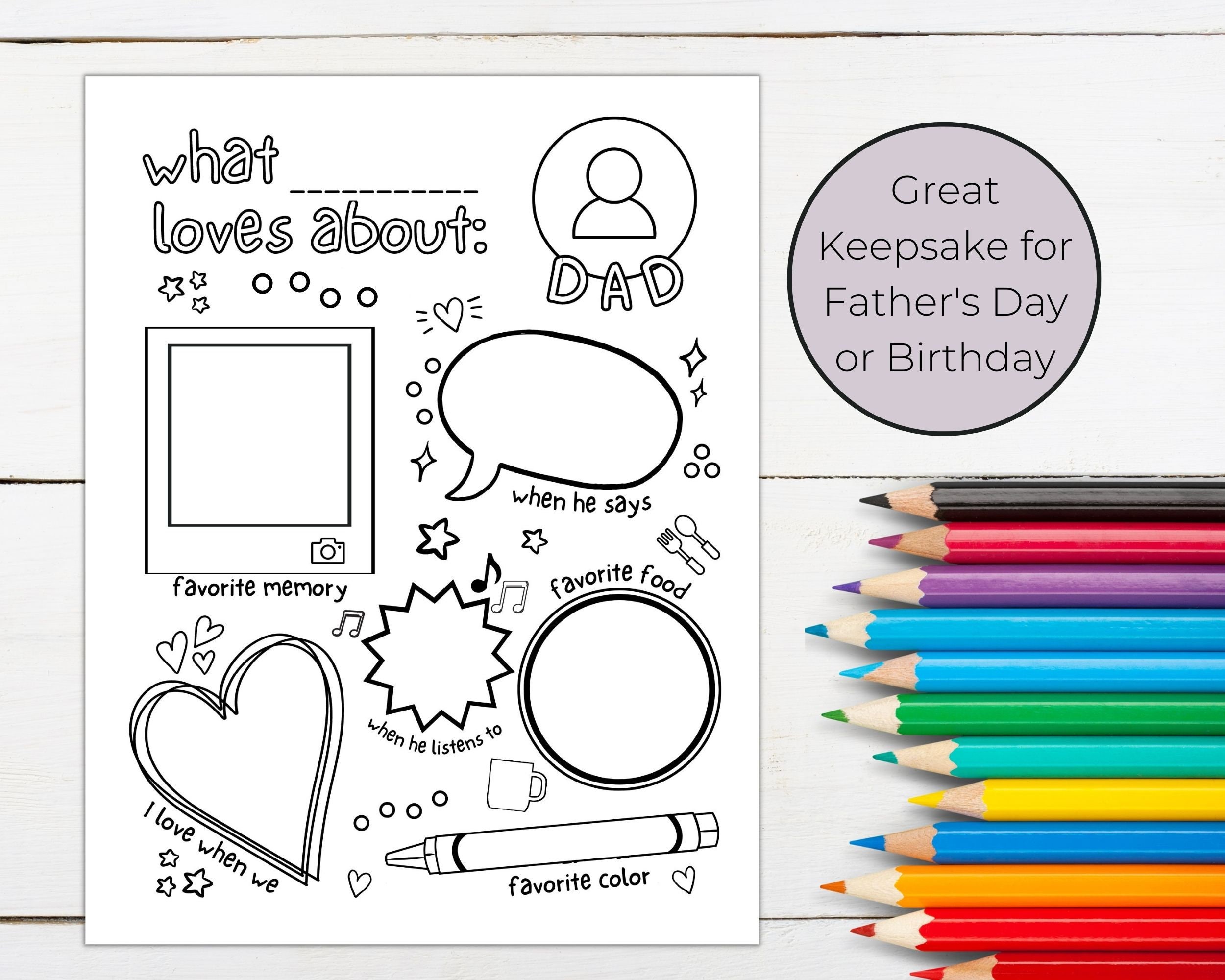 All About Dad | Step Dad | Father's Day Birthday Coloring Printable ...