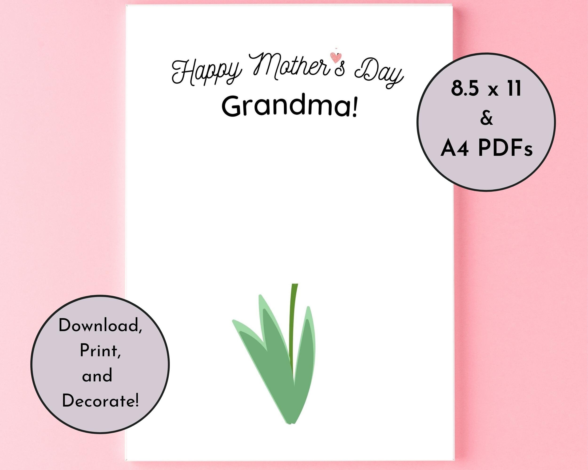 Mother's Day Grandma Printable Abuela Nana Nan Kids Color Hand Print ...