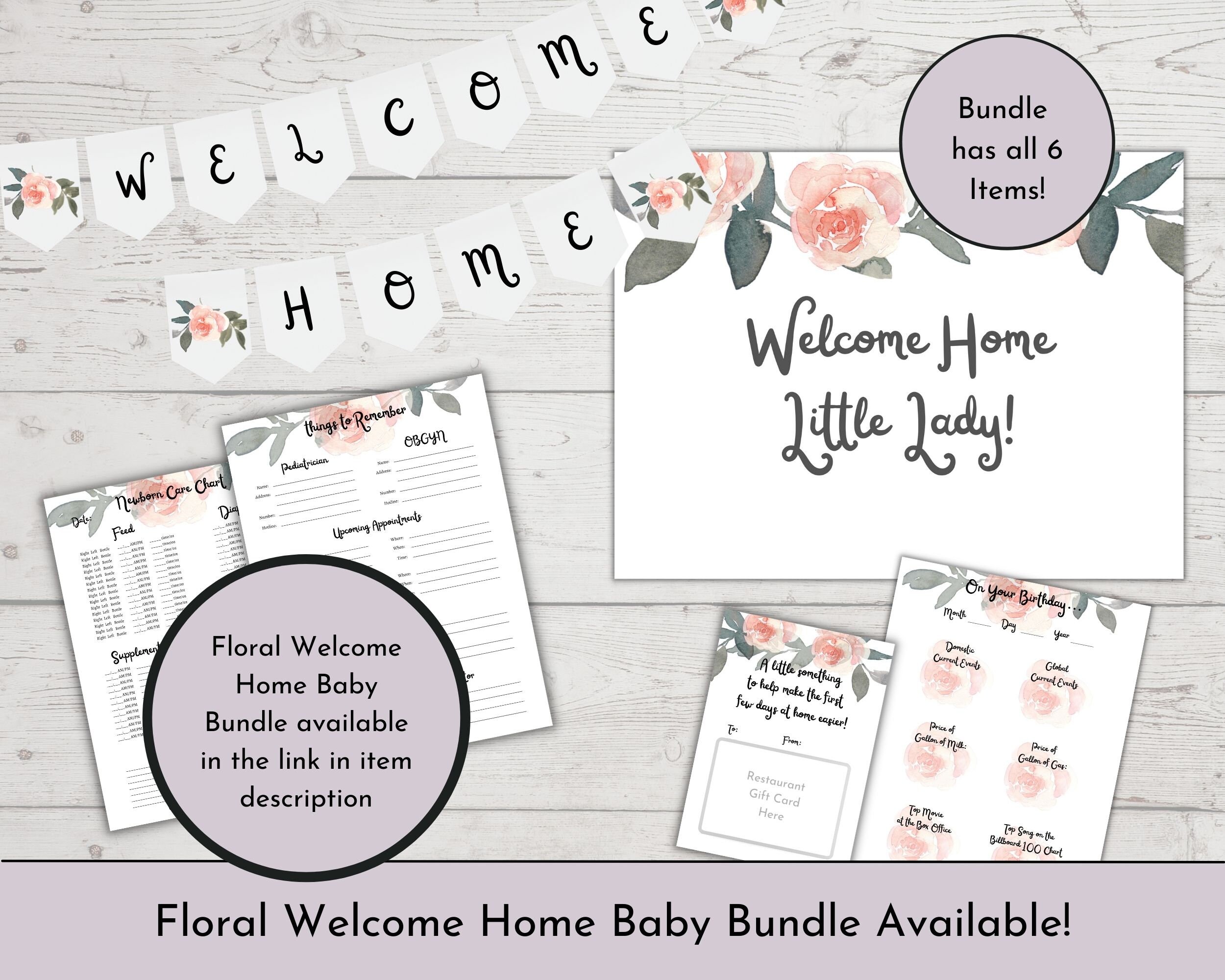 Floral Baby Welcome Home Flag Banner - Etsy