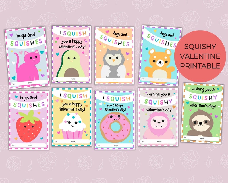 Squish Squishy Valentine Printable | Class Kids Valentines | Digital ...