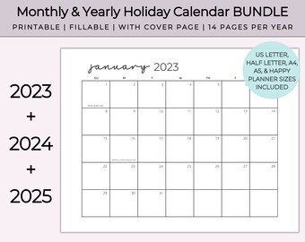 2024 & 2025 bundle Minimalist Letter Printable Calendar - Etsy