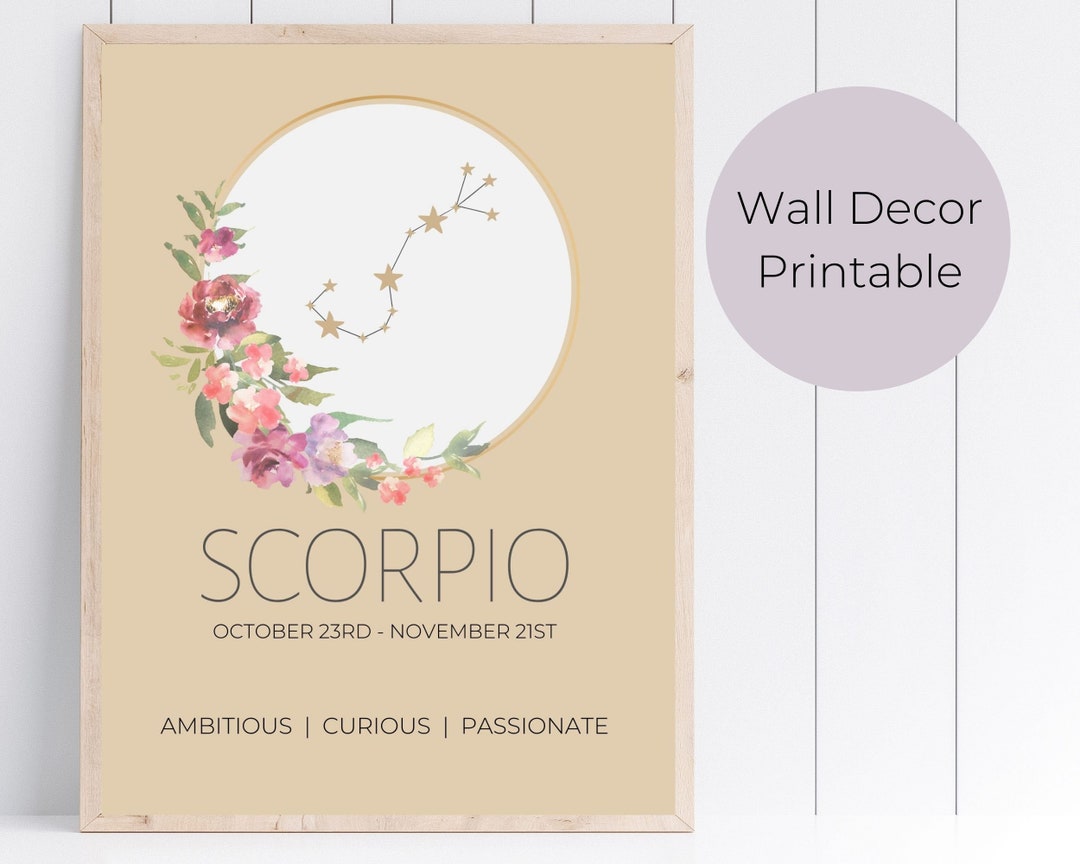 PRINTABLE Scorpio Wall Art Decor Print | US Letter | A4 - Etsy