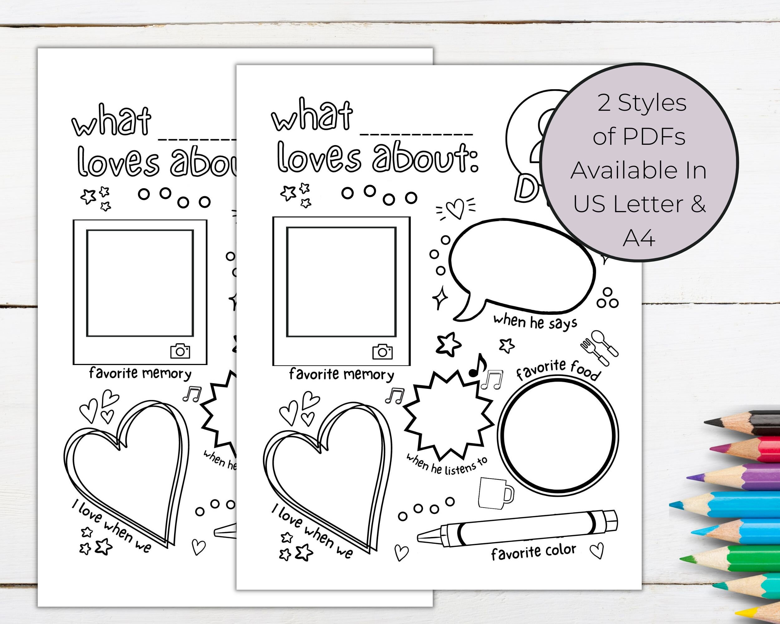 All About Dad | Step Dad | Father's Day Birthday Coloring Printable ...