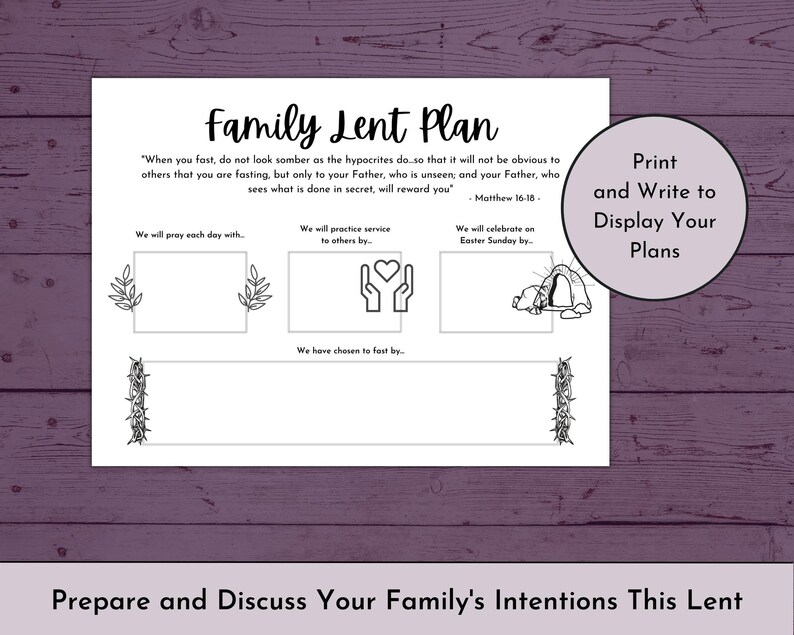 Family Lent Plan Poster and Sign Digital Print - Etsy