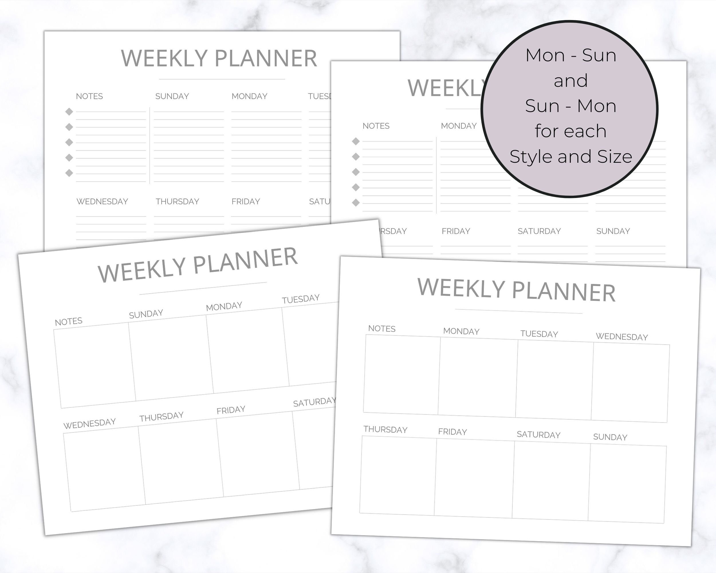 Minimalist Weekly Planner Printable to Do List - Etsy
