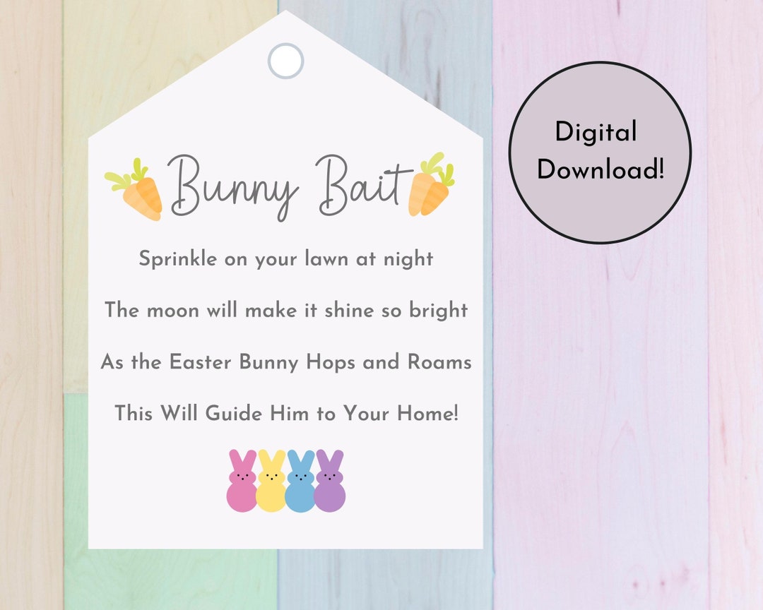 Bunny Bait Poem Easter Bunny Favor Treat Cupcake Tag Printable - Etsy