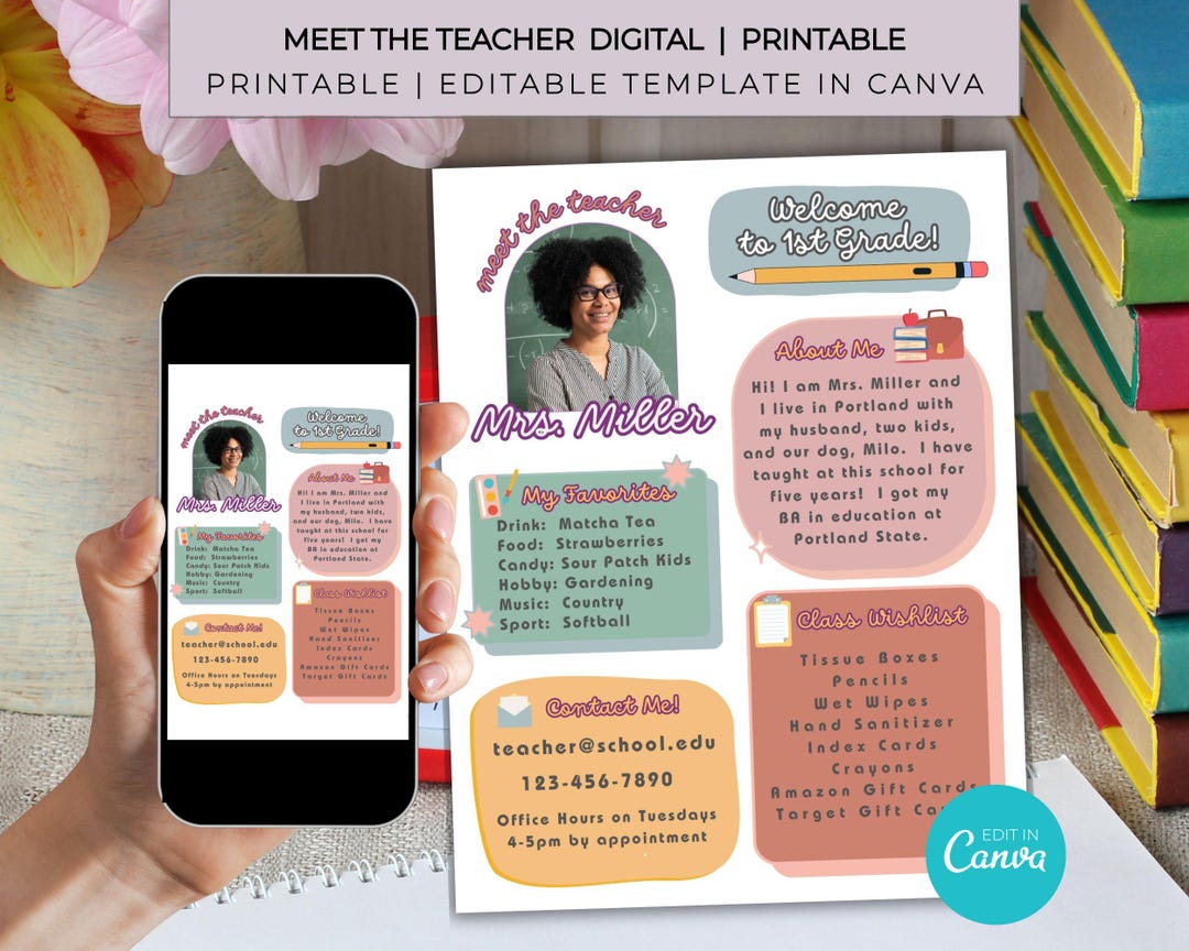 Meet the Teacher Classroom Digital Printable Template | Teacher ...