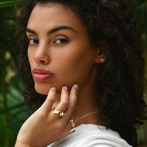 Syria Watan Ring With White Jasmine Flower 18k Gold Plated Middle East ...