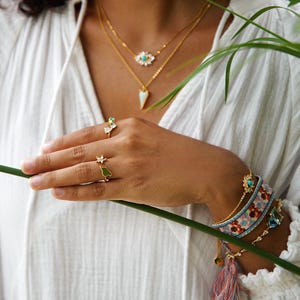 Syria Watan Ring With White Jasmine Flower 18k Gold Plated Middle East ...