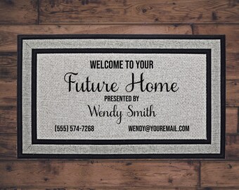 Real Estate Welcome Mat, Real Estate Agent Gift, Open House, Custom ...