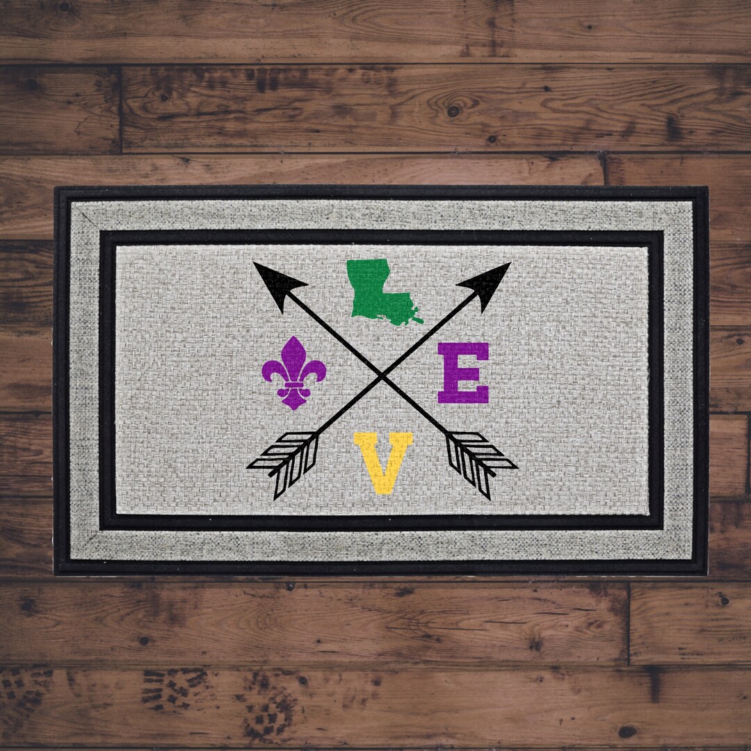Mardi Gras Love Doormat, Mardi Gras Louisiana LOVE Welcome Mat ...