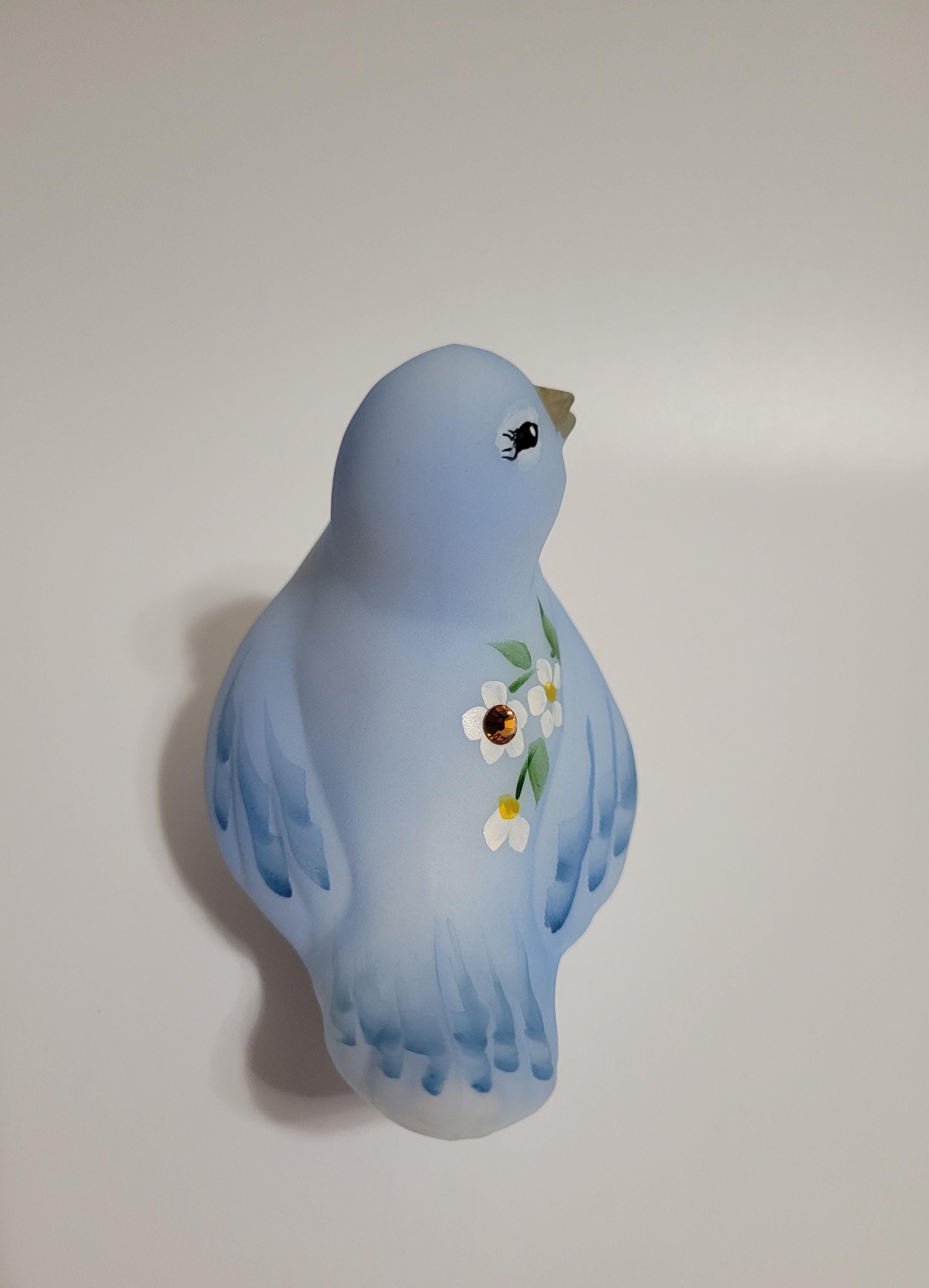 Pretty Fenton Hand Painted Blue Bird With Crystals - Etsy