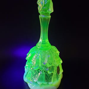 Fenton Opalescent Vaseline Temple/ Lily of the Valley Bell - Etsy