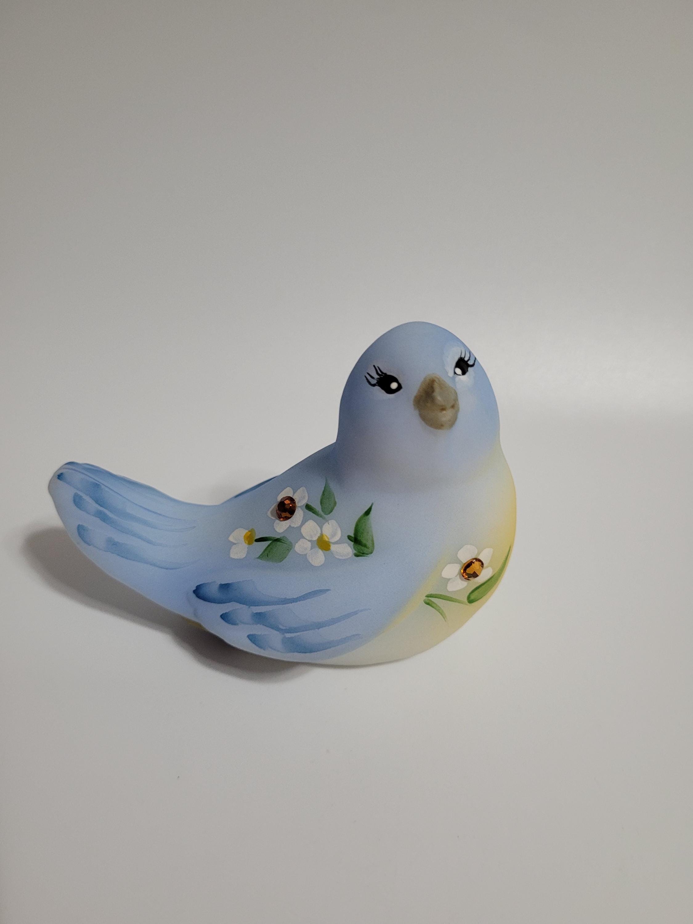 Pretty Fenton Hand Painted Blue Bird With Crystals - Etsy
