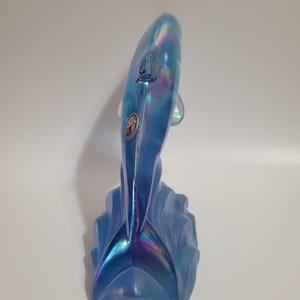 Large Fenton Iridescent Blue Dolphin Riding Waves - Etsy