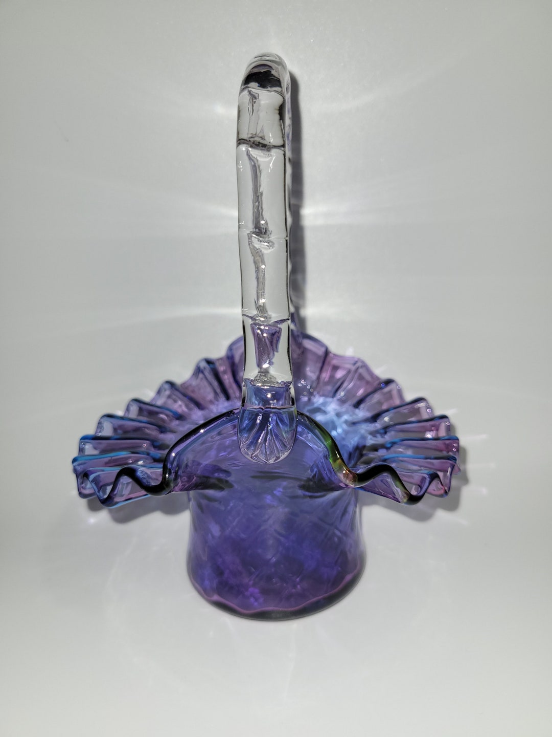 HTF Vintage Fenton Mulberry Diamond Ruffled Basket From 1942 RARE - Etsy