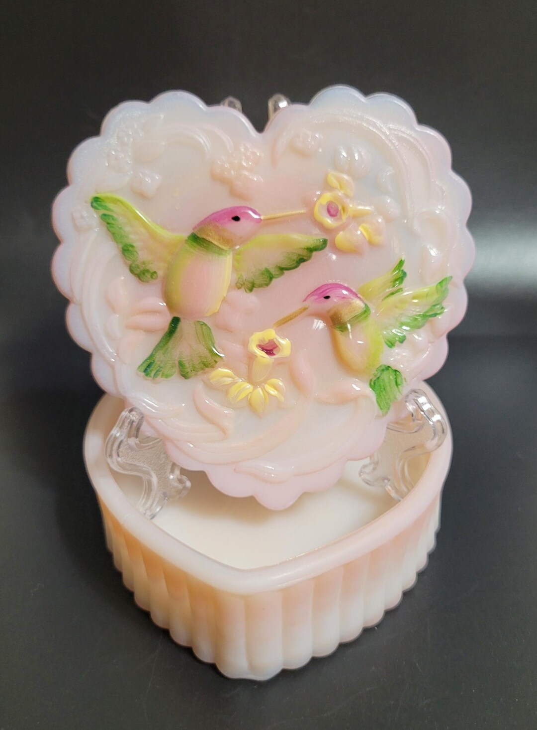 Fenton H.p. Rosalene Hummingbird Heart Trinket Box CHIPPED - Etsy