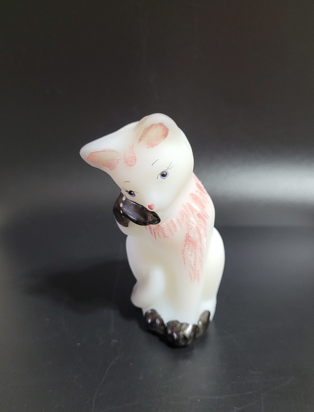 HTF Fenton H.p. Pretty Fancy Grooming Cat RARE - Etsy