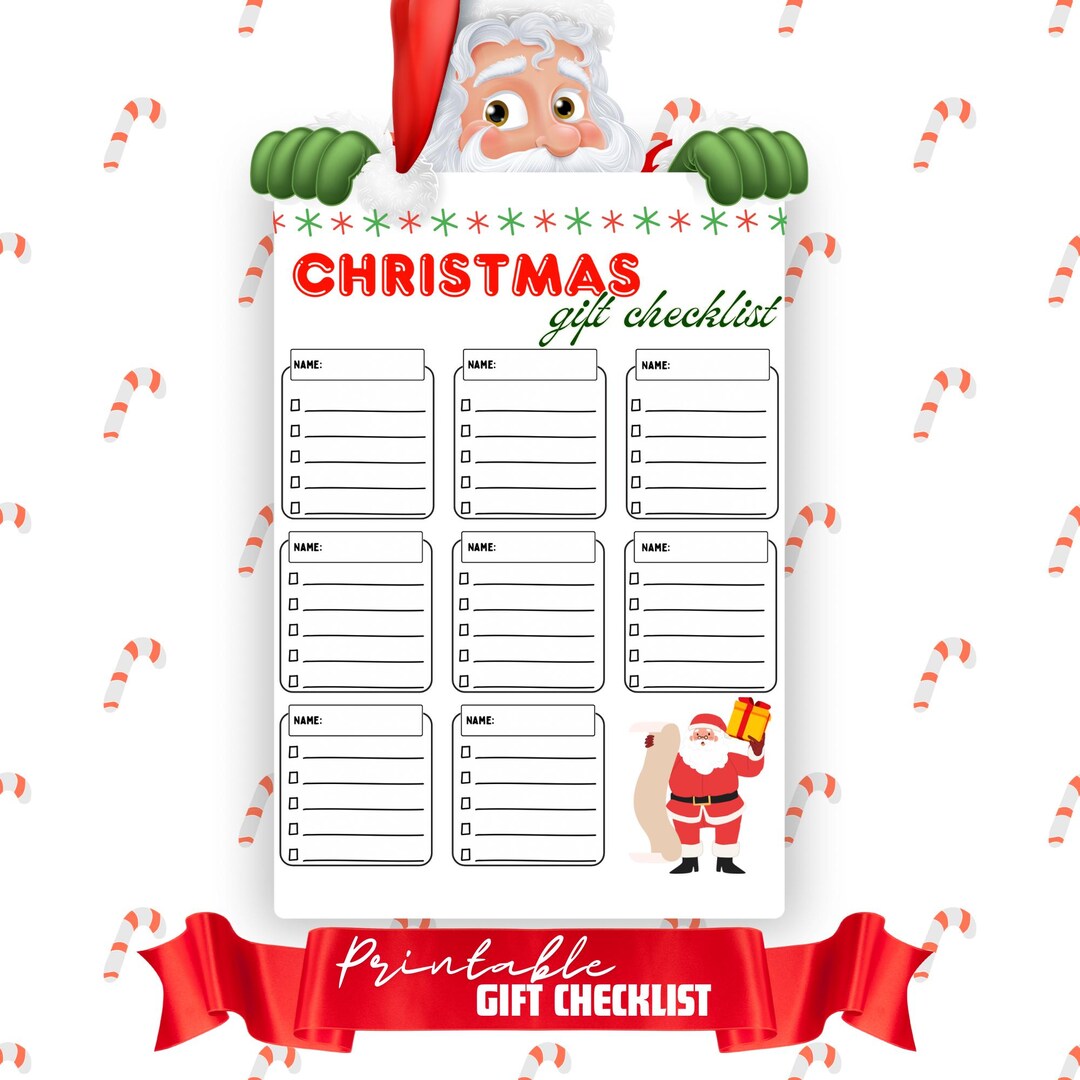 Printable Christmas Gift Checklist Holiday Planner PDF & PNG Digital ...