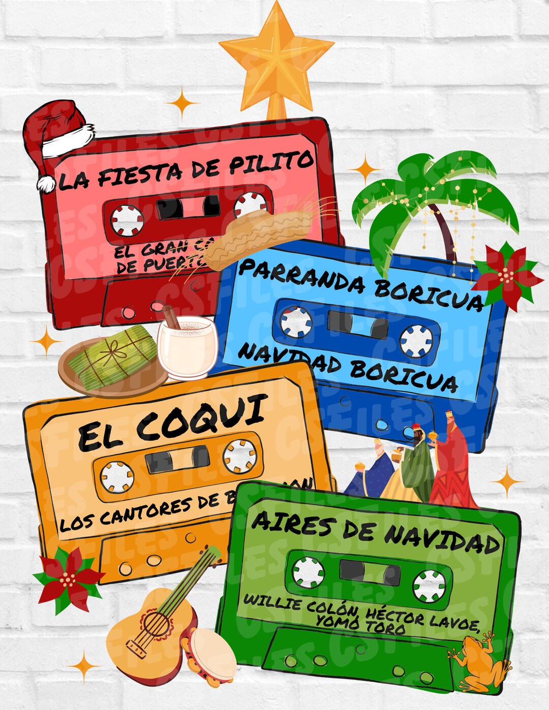 Feliz Navidad Christmas PNG Retro Taped Puerto Rico - Etsy