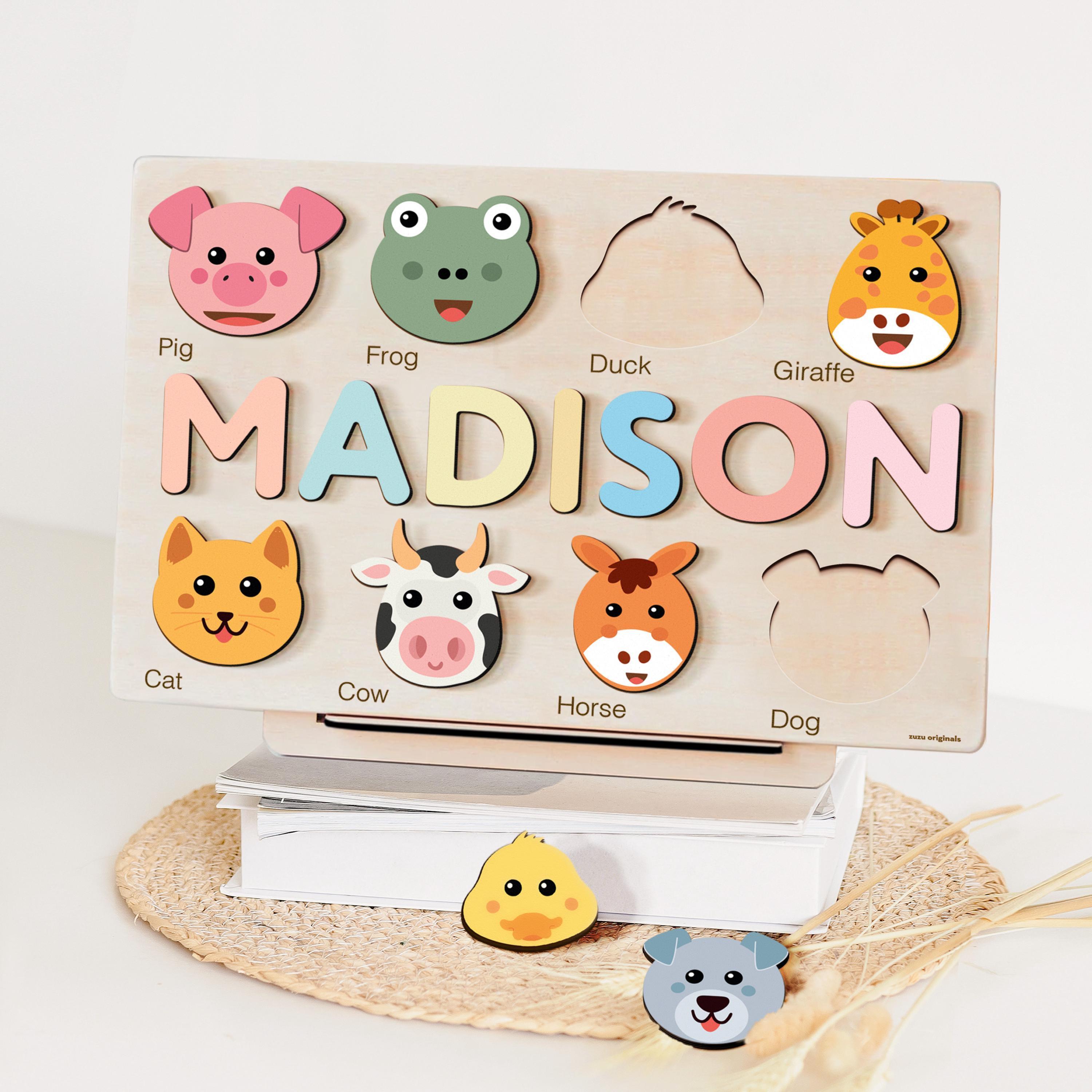 Wooden Name Puzzle by Zuzu Puzzle, Personalized Baby Girl and Boy Gift ...