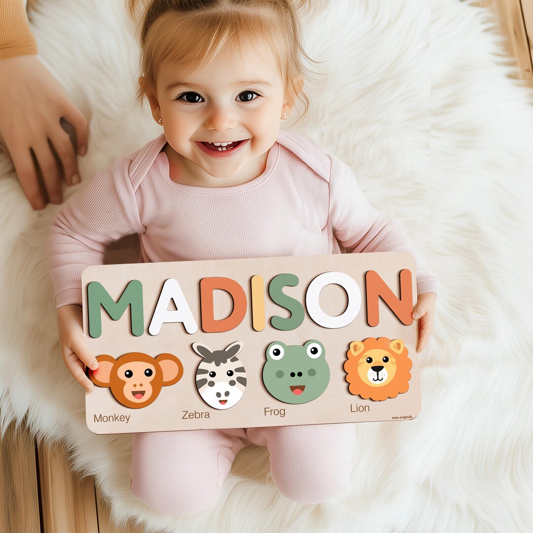 Kids Name Puzzle, Baby Boy Gift, Kid First Birthday Gift, New Baby ...