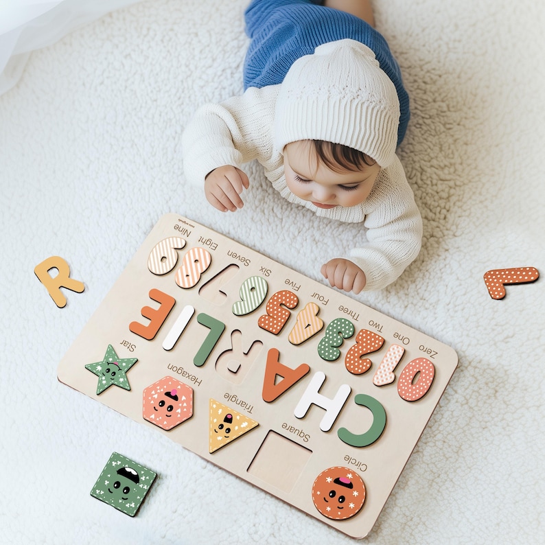 Personalized Baby Name Puzzle, Baby Boy and Girl Gift, Nursery Decor ...