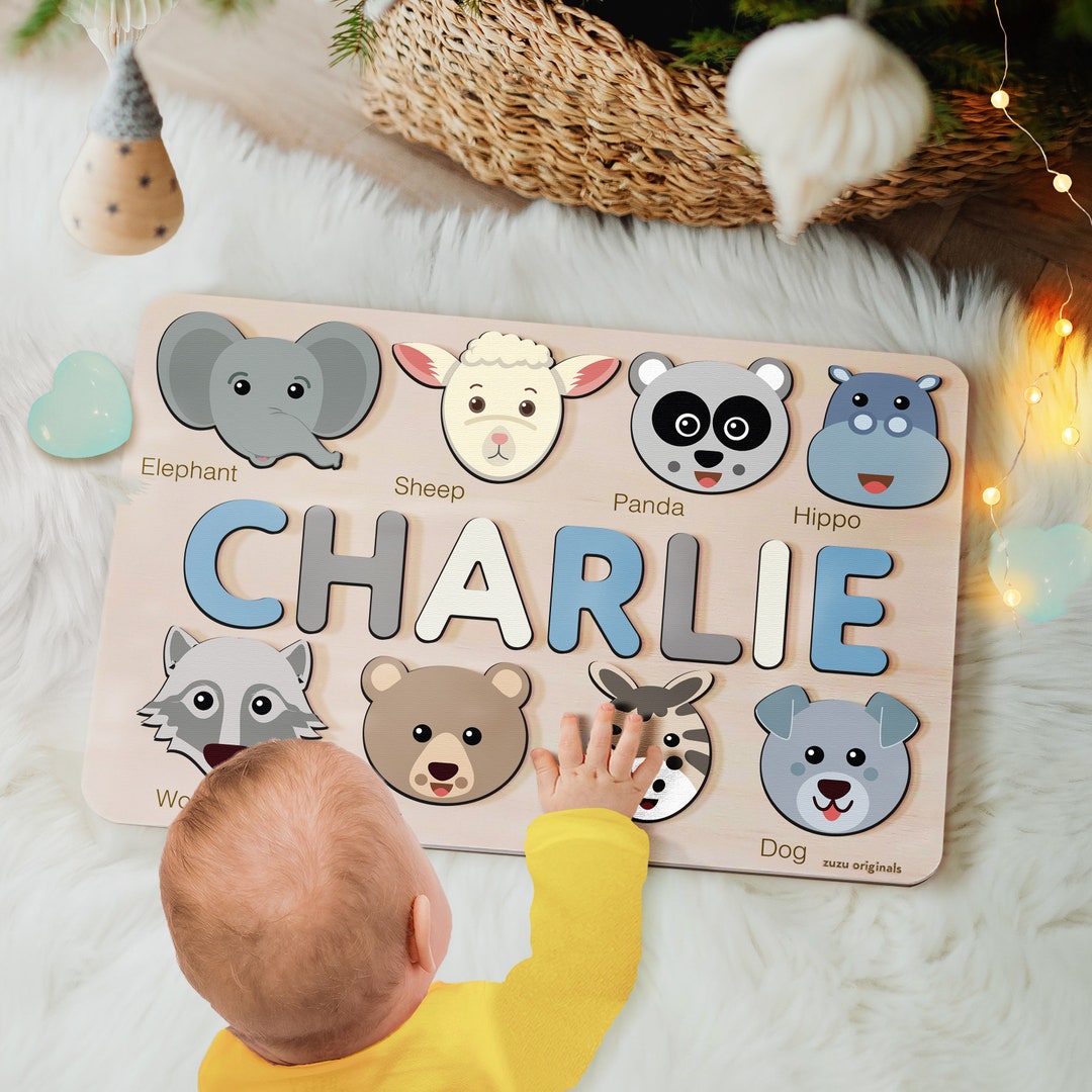 Custom Handmade Name Puzzle With Animals Personalized - Etsy