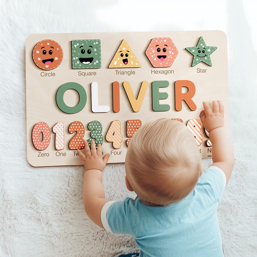Personalized Baby Name Puzzle, Baby Boy and Girl Gift, Nursery Decor ...