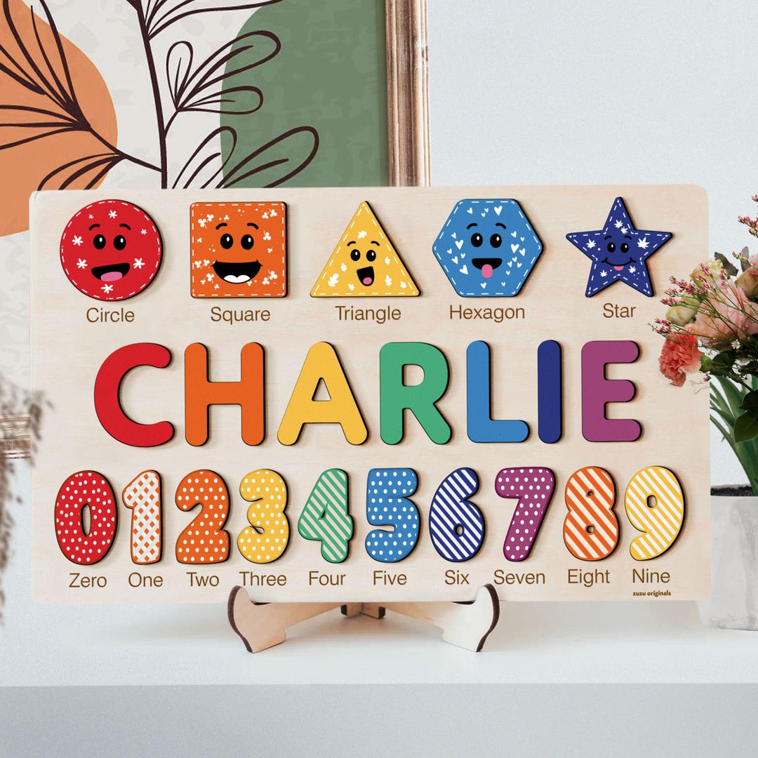 Personalized Name Puzzle With Numbers, Montessori Toys, Baby Gift ...
