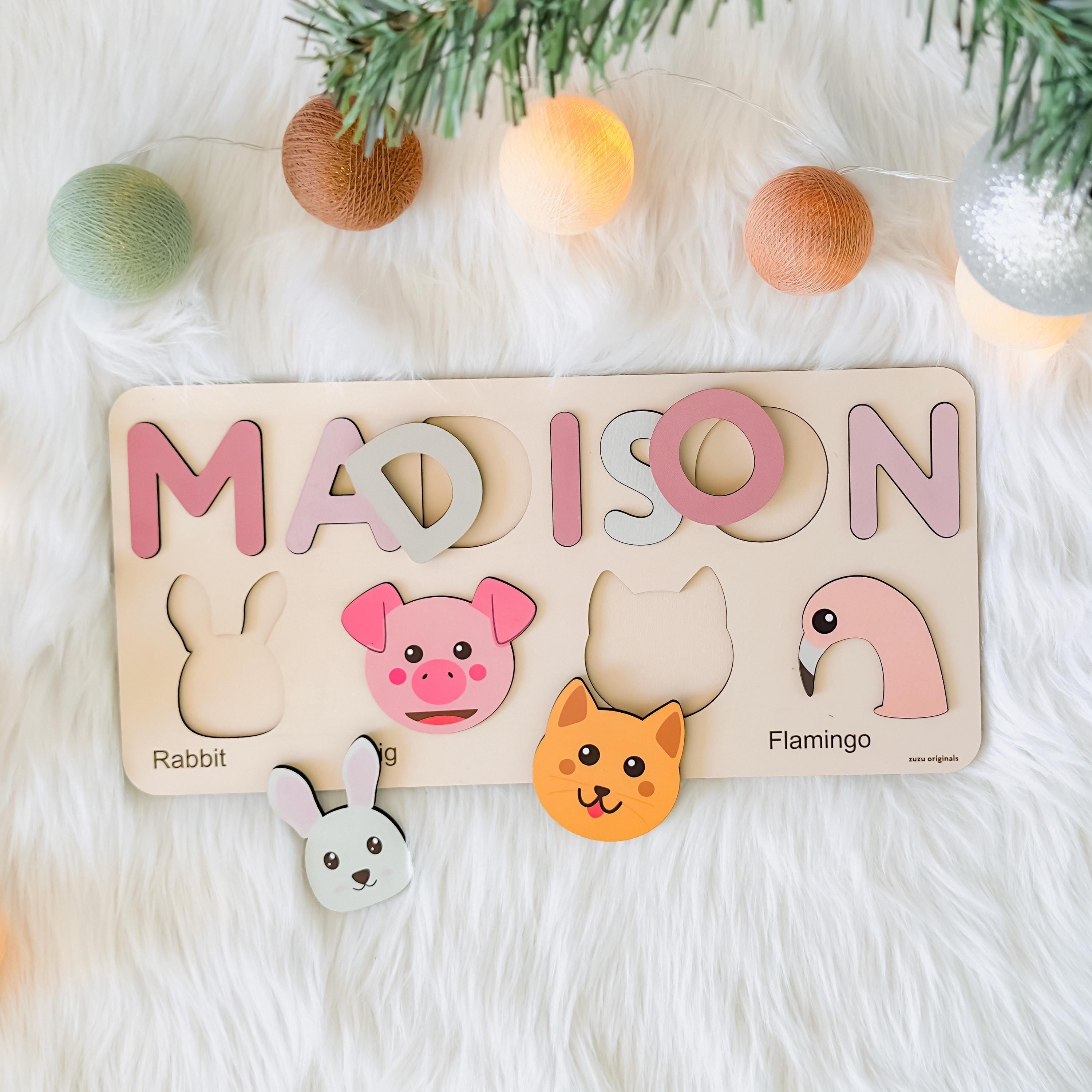 Wooden Name Puzzle by Zuzu Puzzle, Personalized Baby Girl and Boy Gift ...